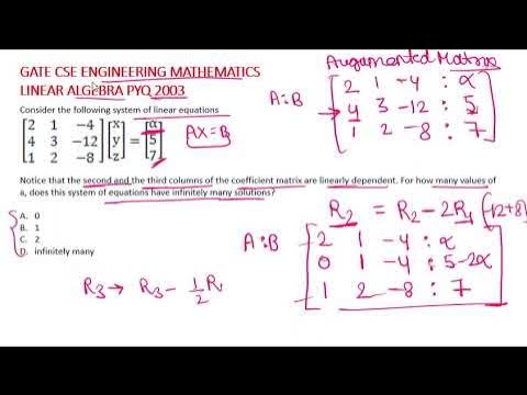 ENGINEERING MATHEMATICS GATE CSE LINEAR ALGEBRA PYQ 2003 - YouTube
