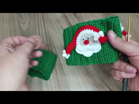 ÖRGÜ NOEL BABA BARDAK KILIFI VE ALTLIK YAPIMI