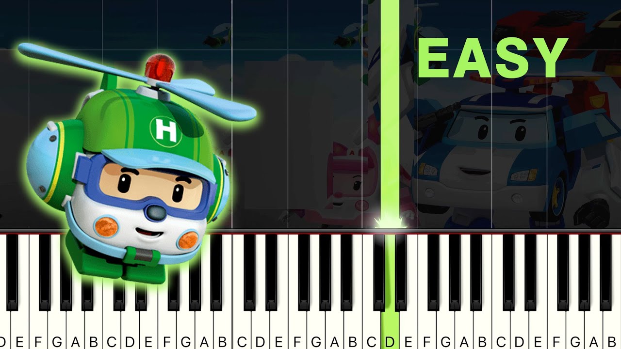 Robocar Poli Theme Ost Very Easy Piano Tutorial One Finger Slow Version ...
