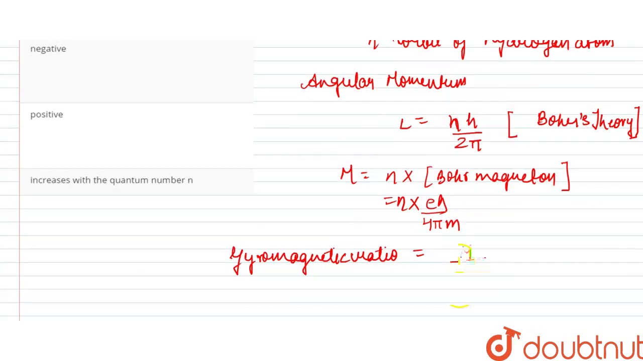 The gyro-magnetic ratio of an electron in an H-atom, according to Bohr ...