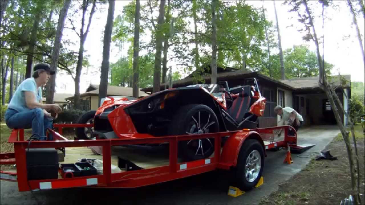 Winch Polaris Slingshot on Trailer - YouTube