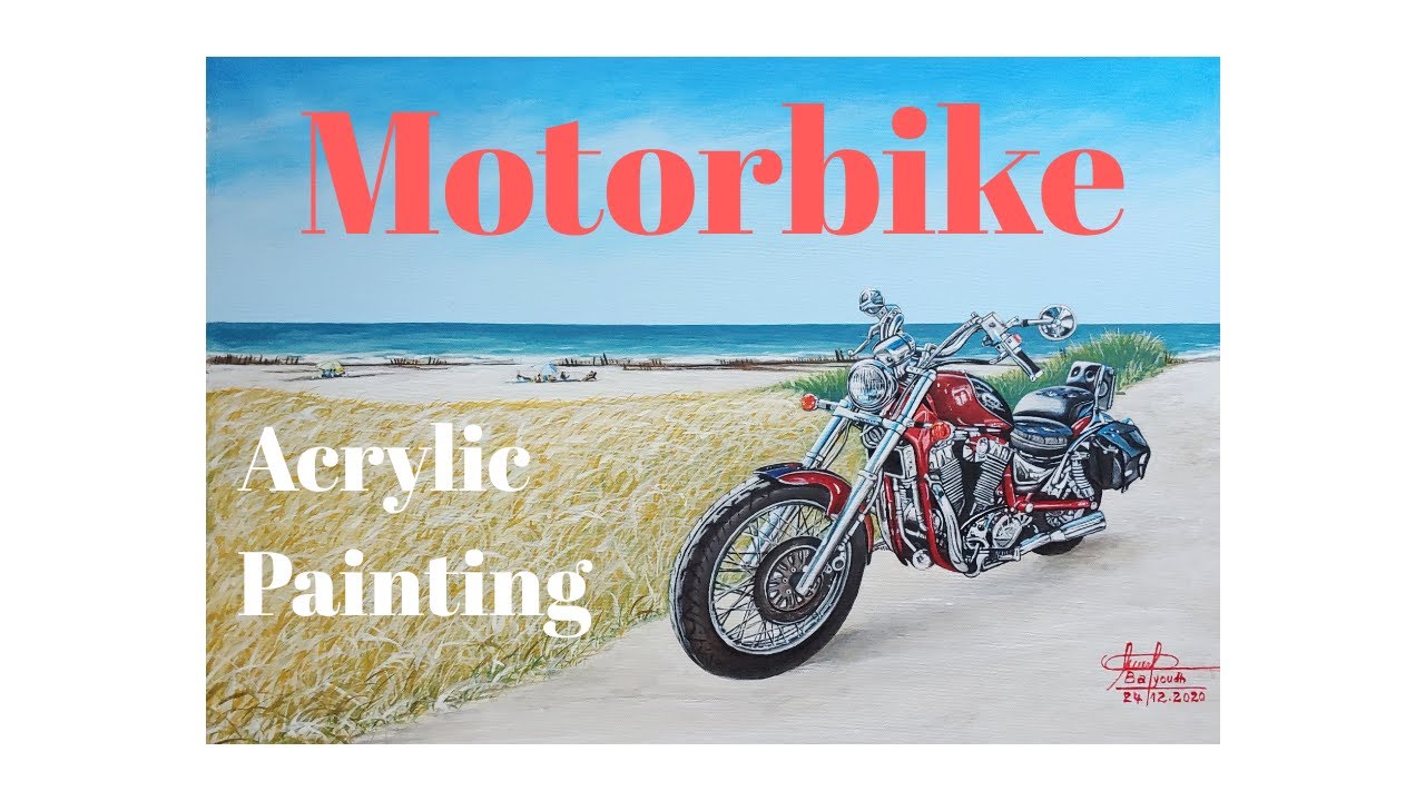 #033 How to #Paint a #Motorcycle in #Acrylic Step by Step. - YouTube