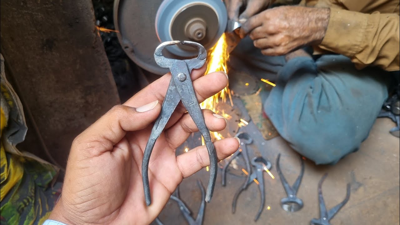 Manufacturing process of making tweezers pliers in indian village - YouTube