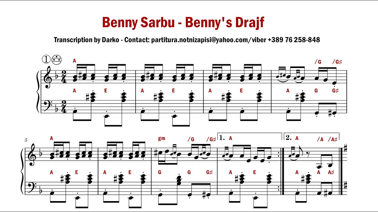 [Notni zapis za harmoniku] Benny Sarbu - Benny's Drajf Chords - Chordify