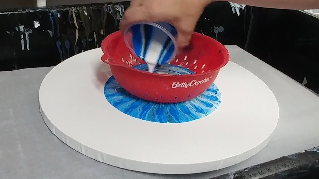 Acrylic Pour Through a Colander - YouTube
