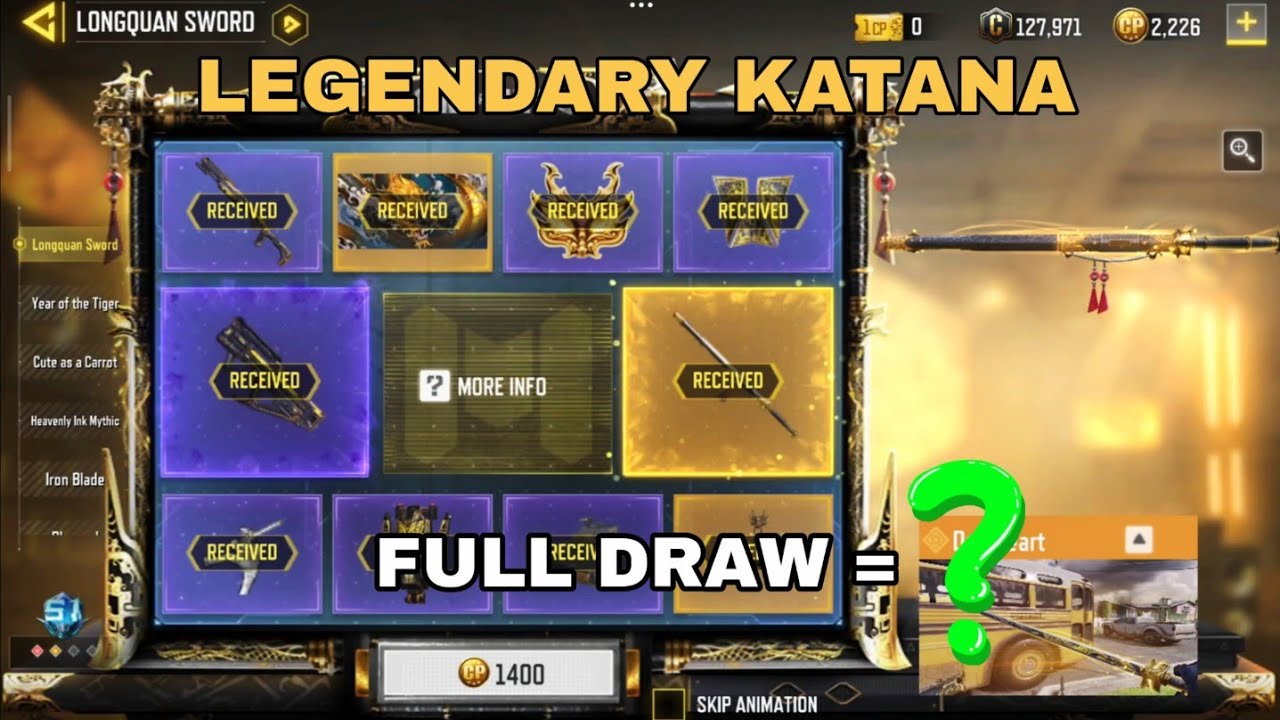 New Legendary Melee Darkheart Full Draw CODM | Longquan Sword Draw COD MOBILE - YouTube