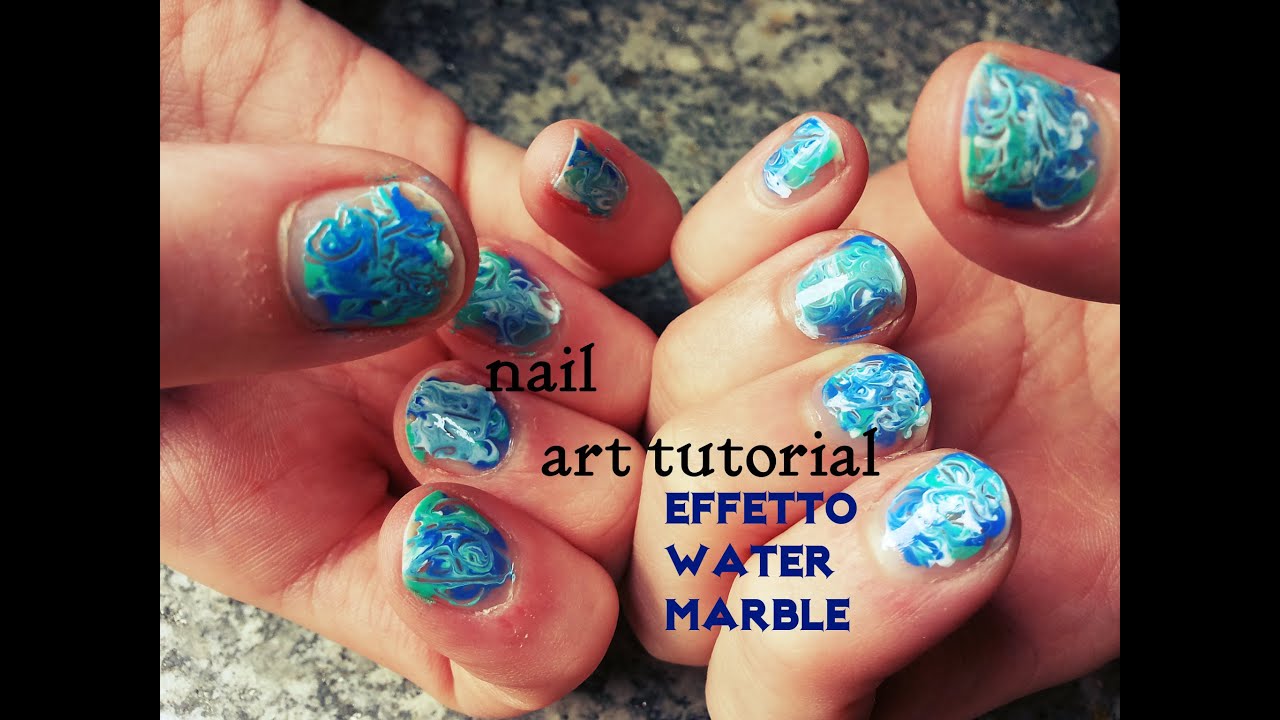 nail art water marble effect - YouTube