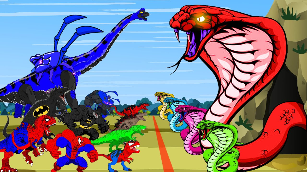 MONSTER SNAKE TITANOBOA vs BLUE BEETLE BRACHIOSAURUS, T-REX,GODZILLA ...