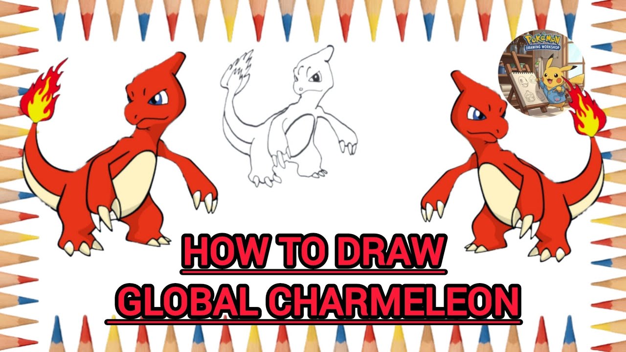 How to draw global charmeleon/pokemon - YouTube