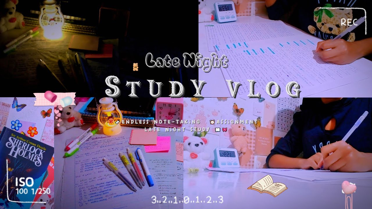 💌Study Vlog 📑🧸| Night study session📖🎀 | coffee, endless notes taking ...