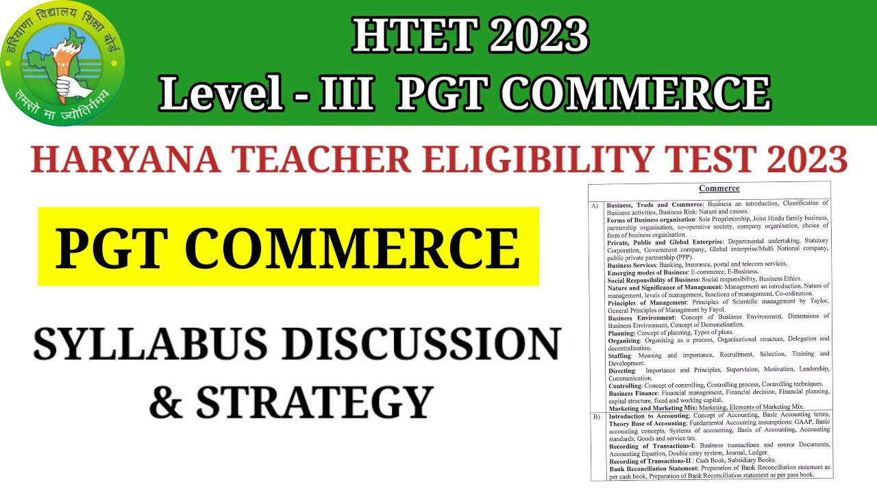 HTET PGT Commerce Syllabus 2023 | HTET PGT Commerce Syllabus Discussion ...