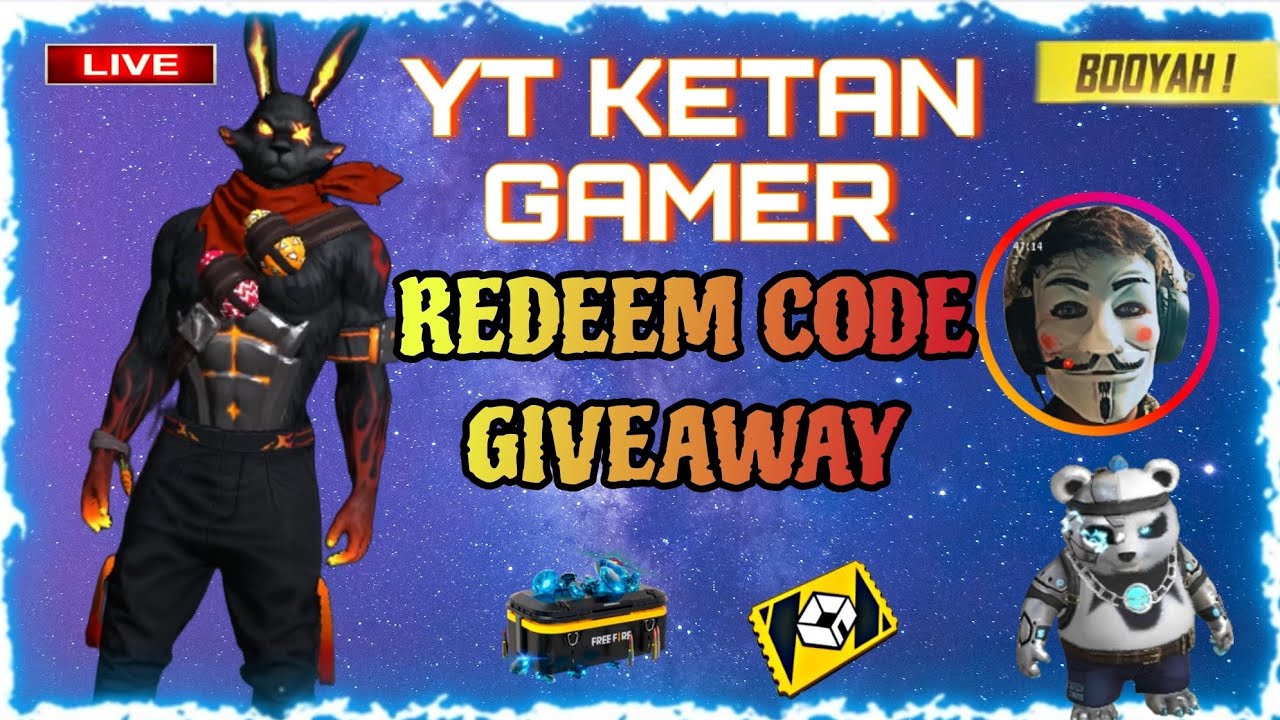 YT KETAN GAMER 110 livestream free fire redeem code giveaway custom win ...
