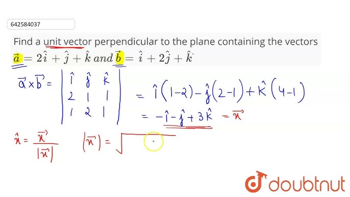 Unit Vector Perpendicular To Given Two Vectors Youtube Adding