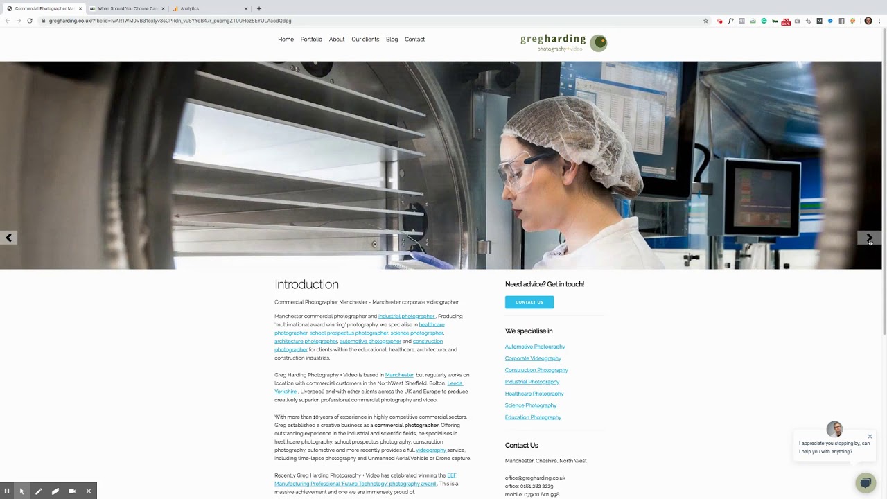 Greg Harding Commercial Photographer Website Review | Help Me Grow ...