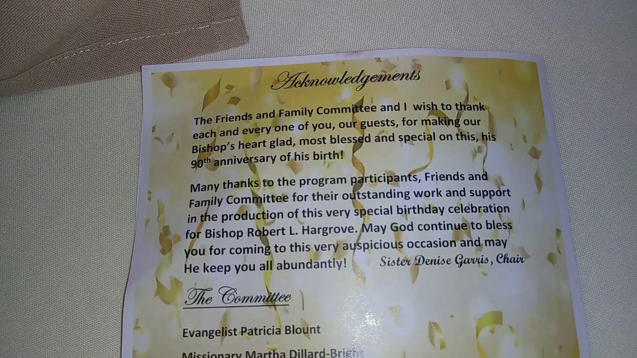 Holy Temple COGIC Bishop Robert Hargrove 90th Birthday(8) - YouTube