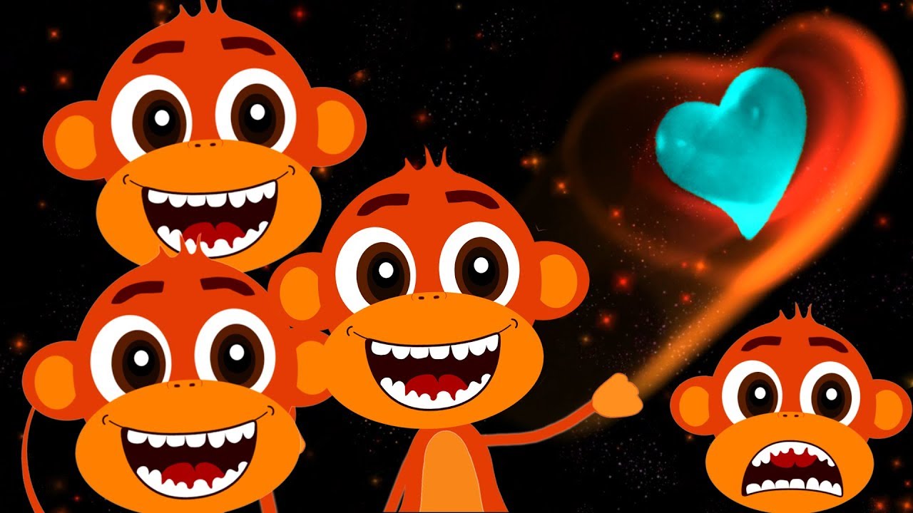 Cinci Maimutele Sar In Pat (in Romana) Cantecul Numerelor pentru Copii ...