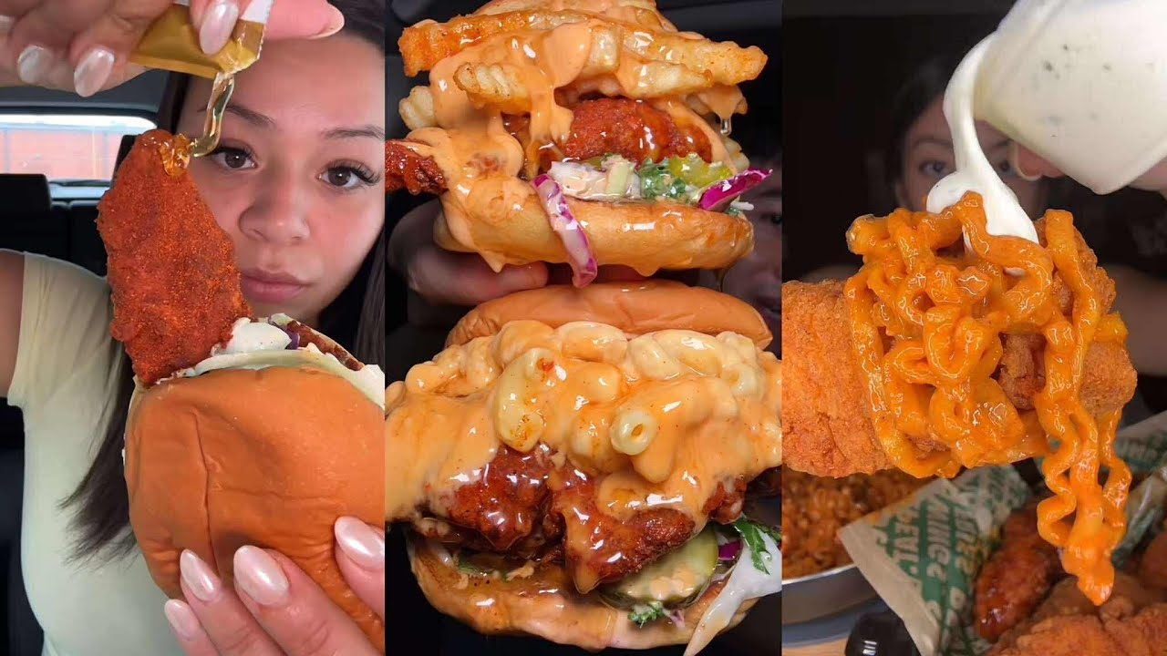 TIKTOK Mukbang Compilation | Buldak, Wingstop, Raising Canes Burger and ...