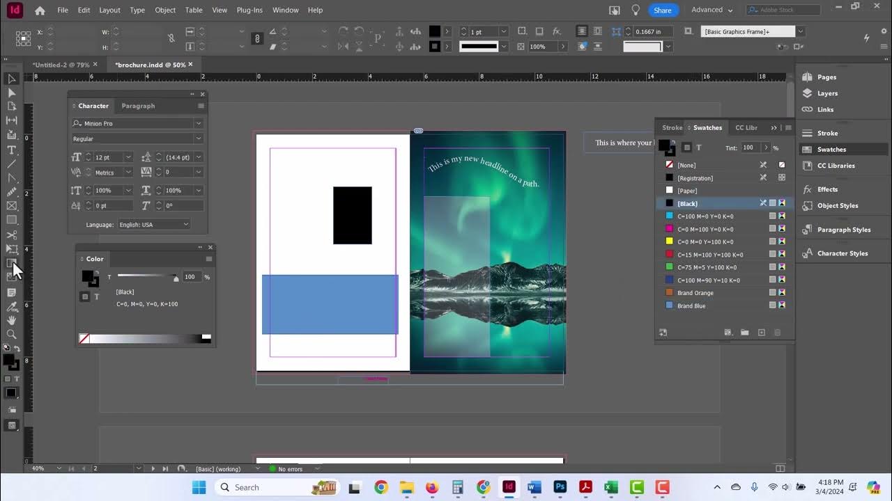 InDesign adding swatch colors and gradient swatches - YouTube
