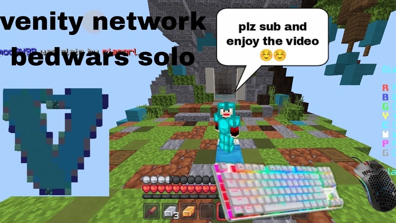 playing Minecraft bedwars solo in venity network keyboard and mouse OTG ...