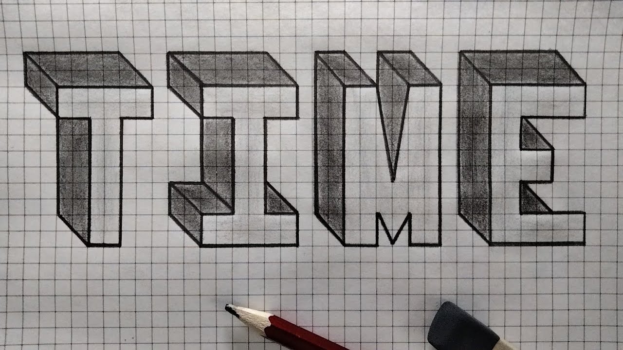 Cool drawings: TIME. how to draw 3d. 3D Letter T, I, M, E. 3d drawing ...