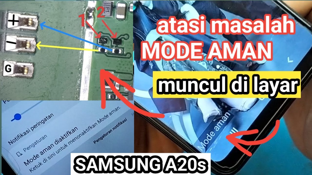 MODE AMAN samsung A20s tiba tiba muncul di layar aman volume bawah ...