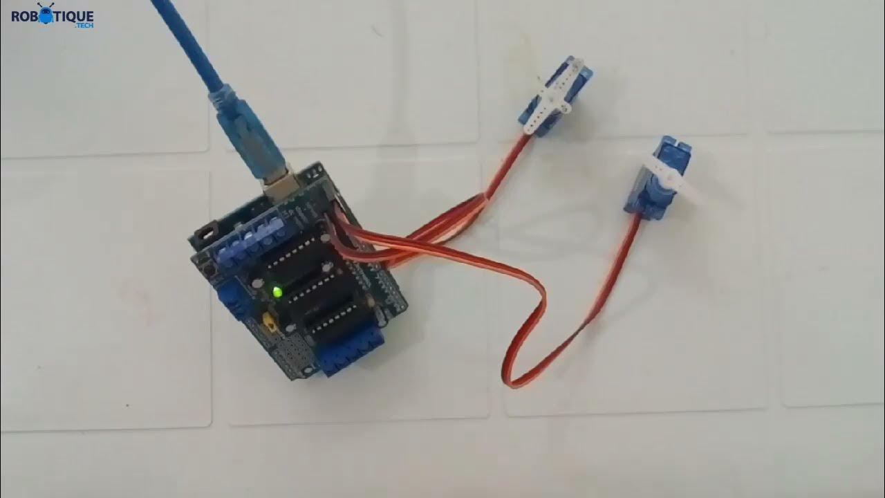 Commander deux servomoteurs par Arduino et module Shiel L293D - YouTube