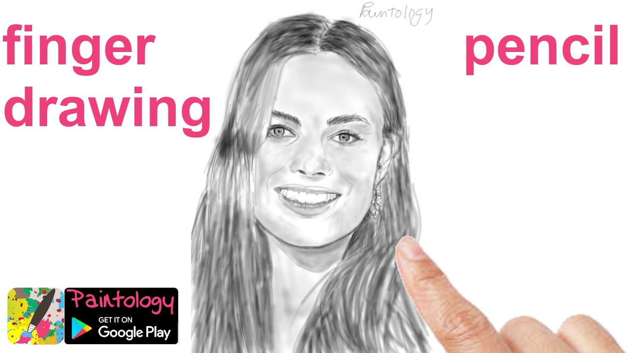 Learn finger pencil drawing on your phone - Draw a portrait of actress ...