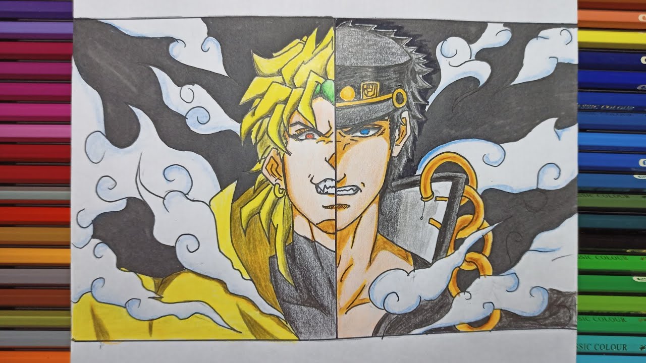 Drawing Jotaro vs Dio - YouTube