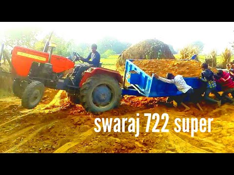 Swaraj 722 super pulling trolley / 1 cylinder tractor power - YouTube
