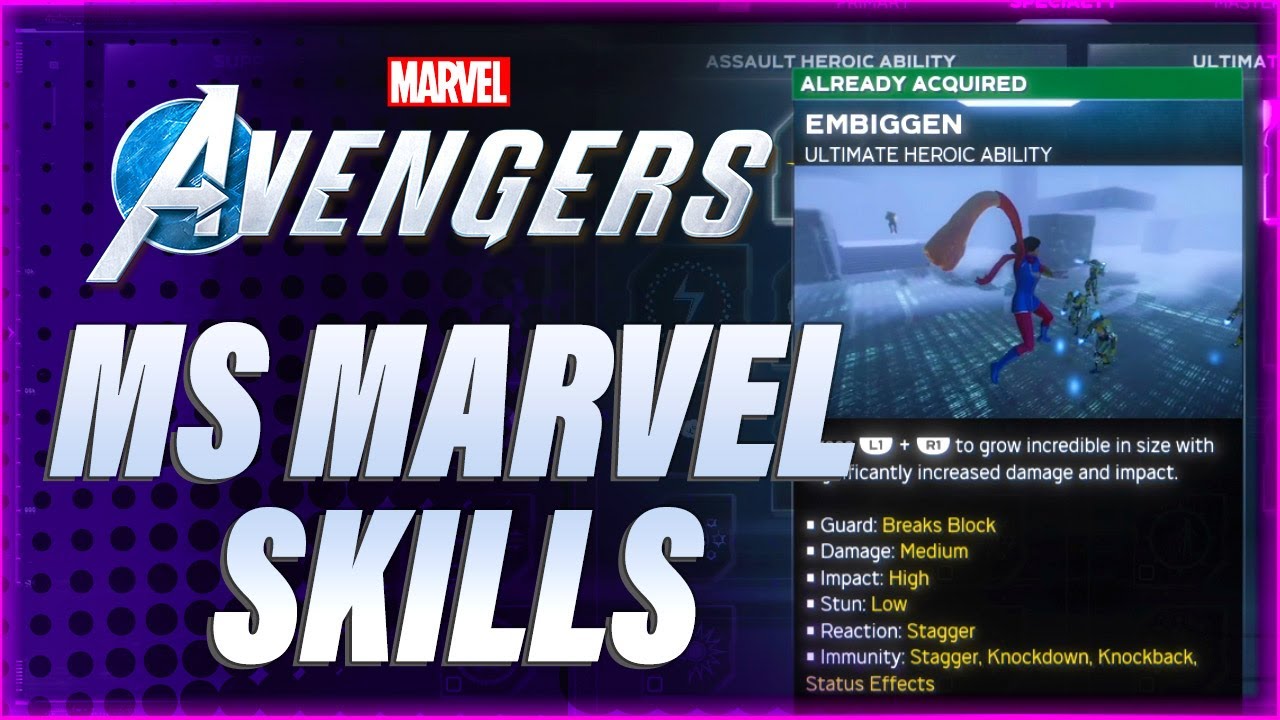 Ms Marvel All Skills! Marvel's Avengers Skill Tree - YouTube