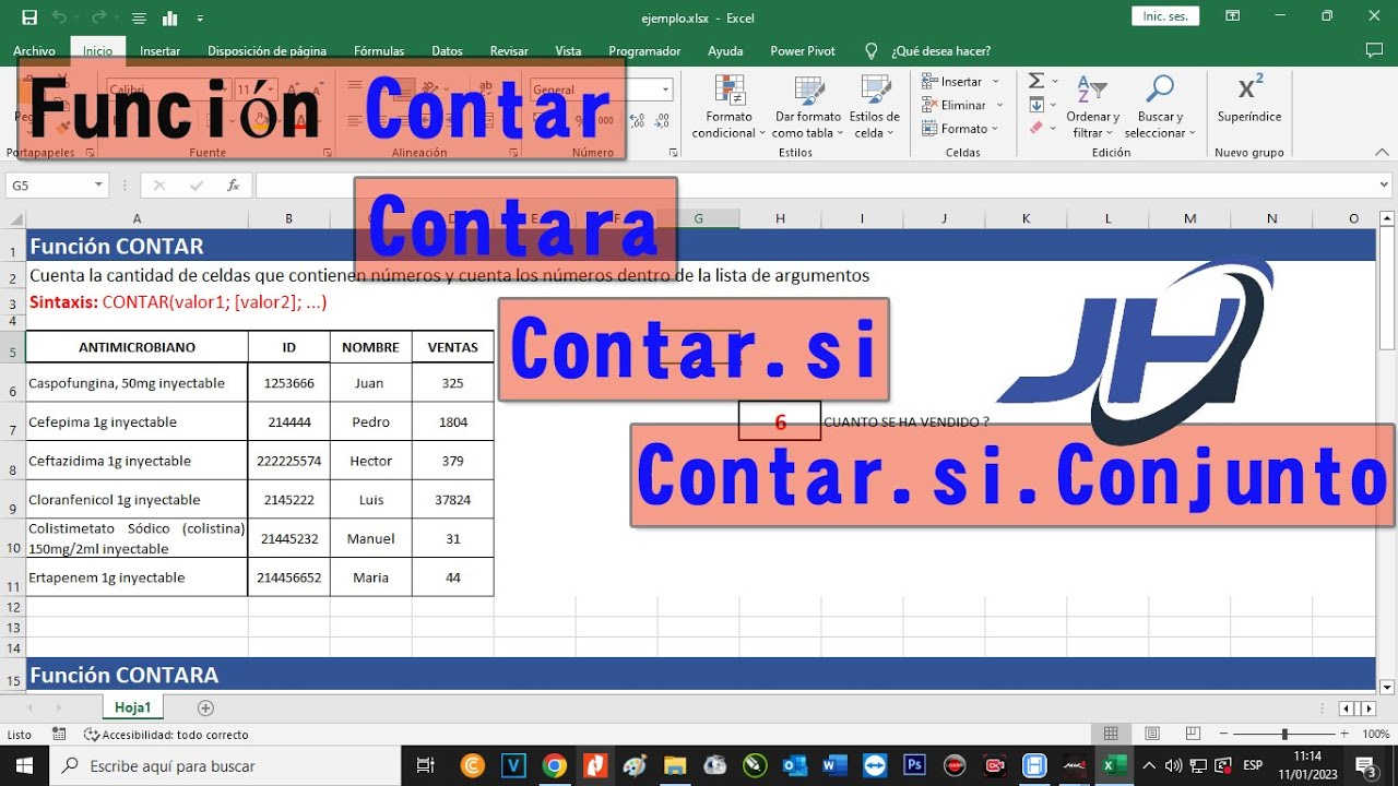 Función Contar, Contara, Contar.si y Contar.si.conjunto explicado ...