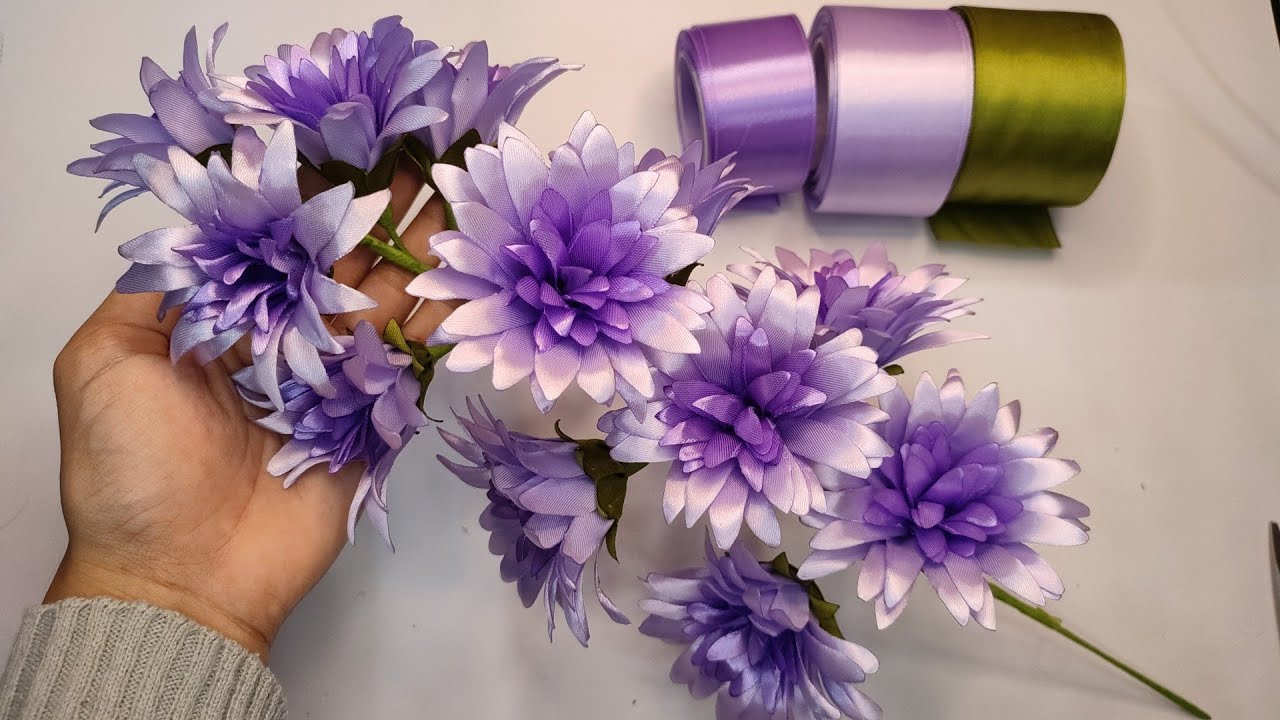 DIY | How To Make Satin Ribbon Flower Easy | Tutorial Membuat Bunga ...