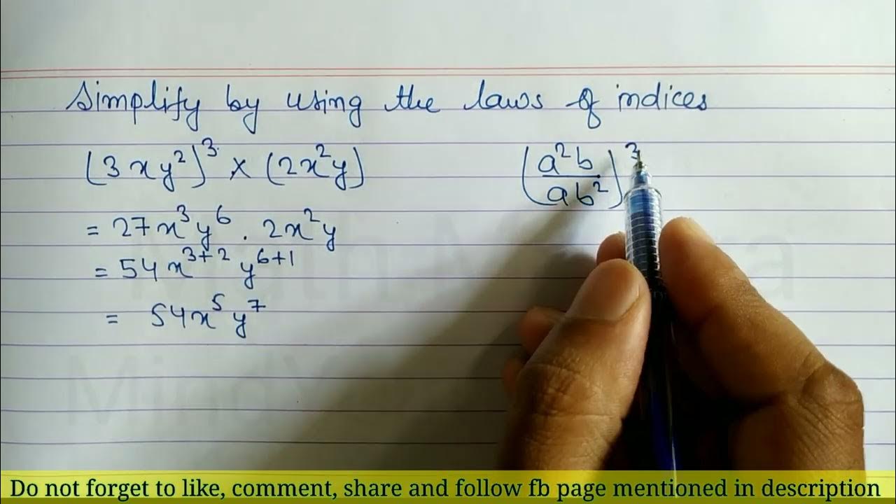 Simplify by using Laws of Indices | Laws of Exponents - YouTube