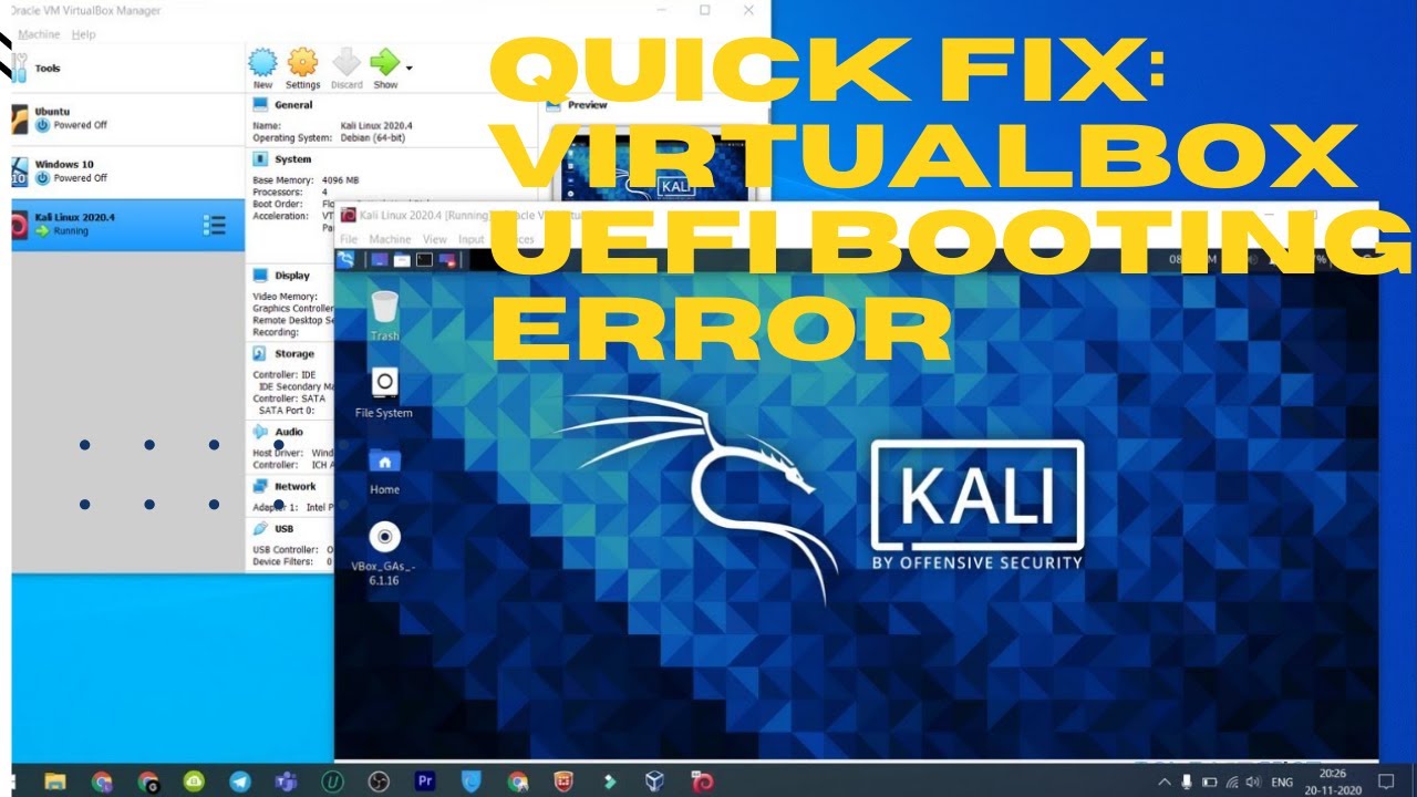 QUICK FIX: VirtualBox UEFI Booting Error In 2 mins - YouTube