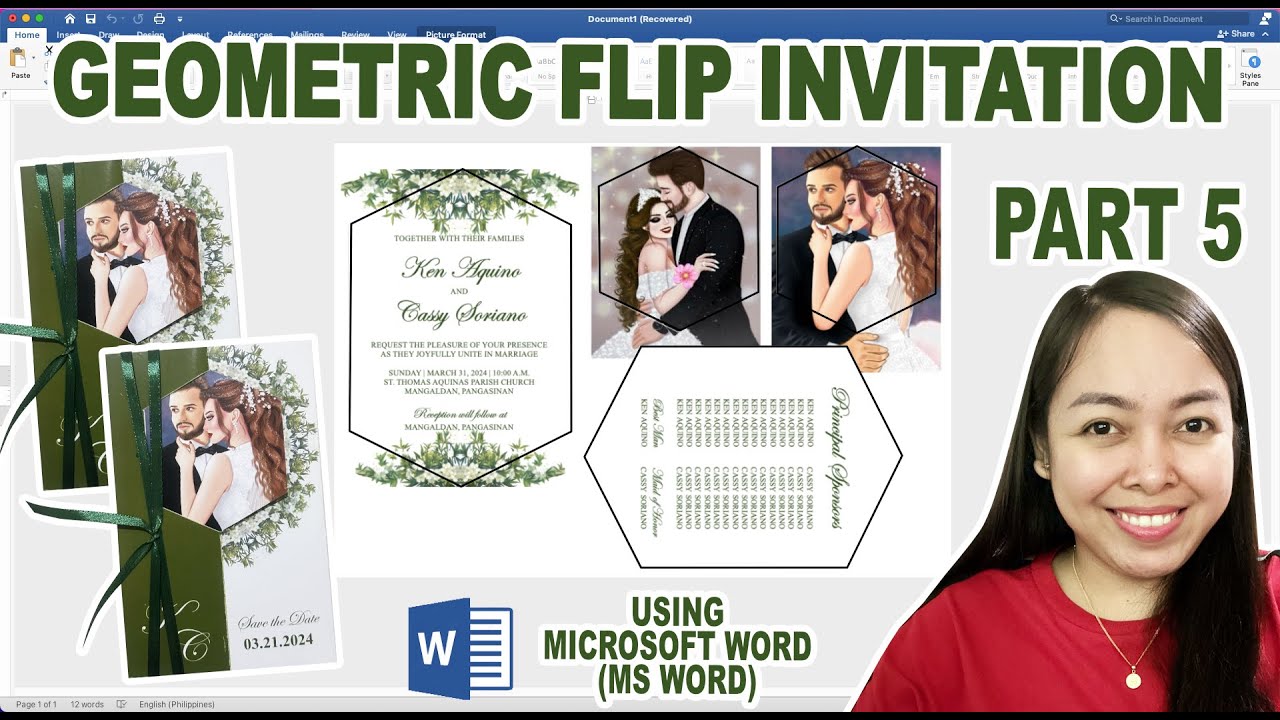 GEOMETRIC FLIP INVITATION INSERTS LAYOUT USING MICROSOFT WORD (MS WORD ...