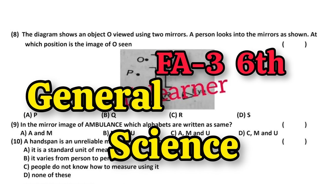 FA-3 💯 General Science 6th Class 💯 full Question Paper 2023-2024 | FA-3 💯 6th Class General ...