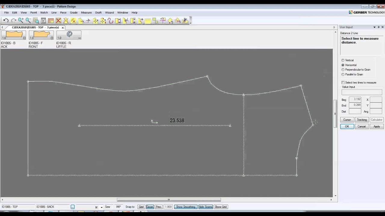 Pattern Design Tip of the Day - Selecting 2 Lines to Measure - YouTube