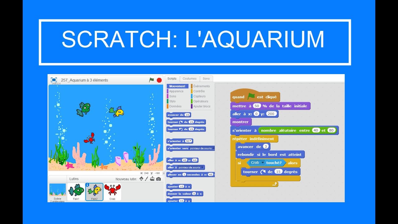 SCRATCH : Mon AQUARIUM a trois pensionnaires - YouTube