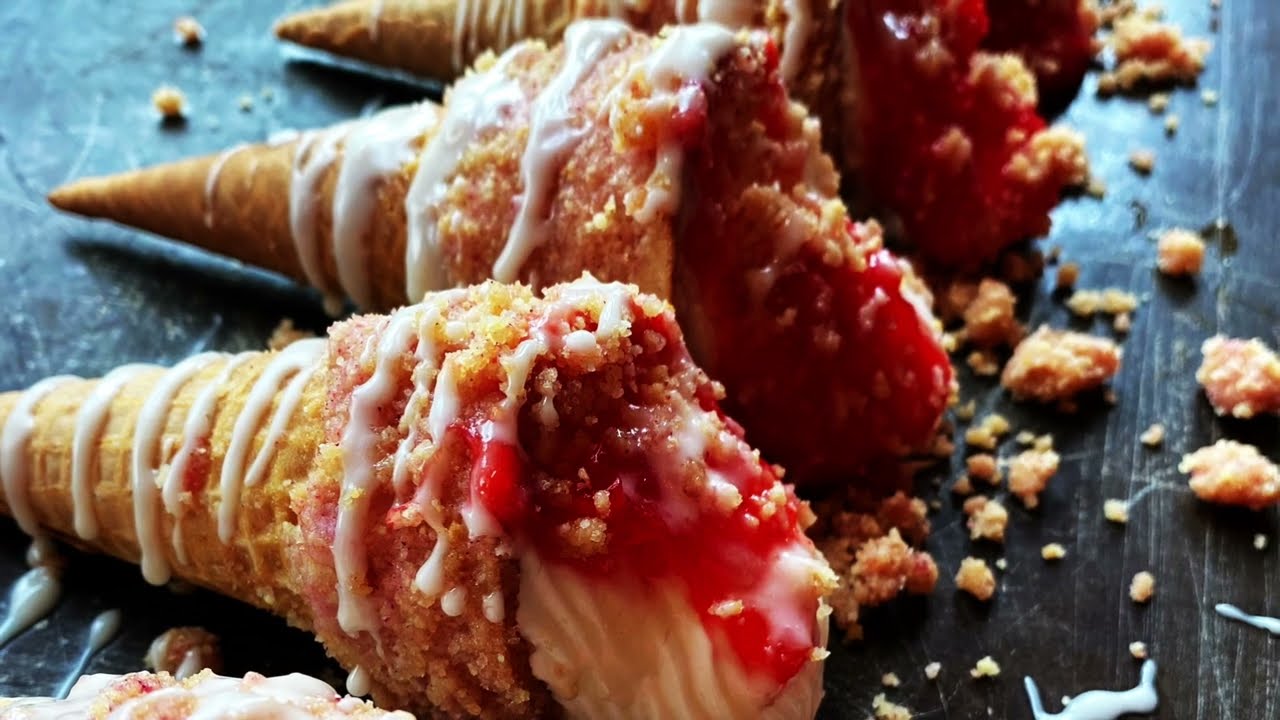 Ultimate Strawberry Crunch Cheesecake Cones - YouTube