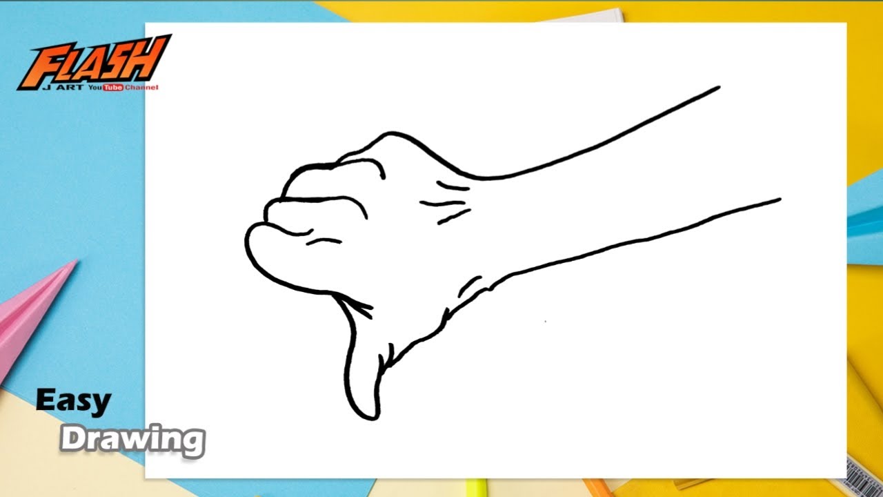 how to draw THUMB DOWN step by step - YouTube