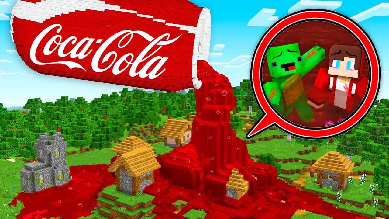 JJ and Mikey Found a LONGEST COCA COLA CAN to the SUN in Minecraft ...