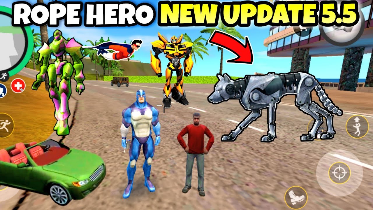 Rope Hero Vice Town New Update Version 5.5 New BigBoss New Gun - YouTube