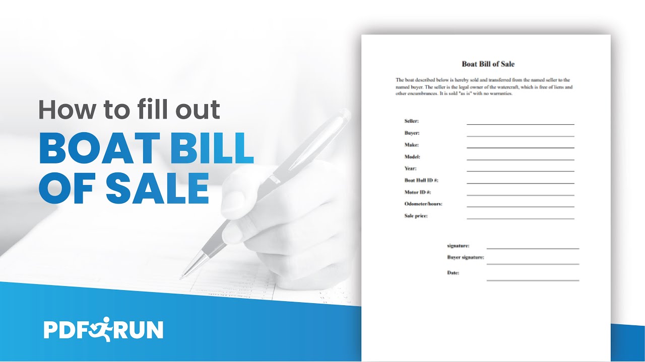 How to Fill Out Boat Bill of Sale Online | PDFRun - YouTube