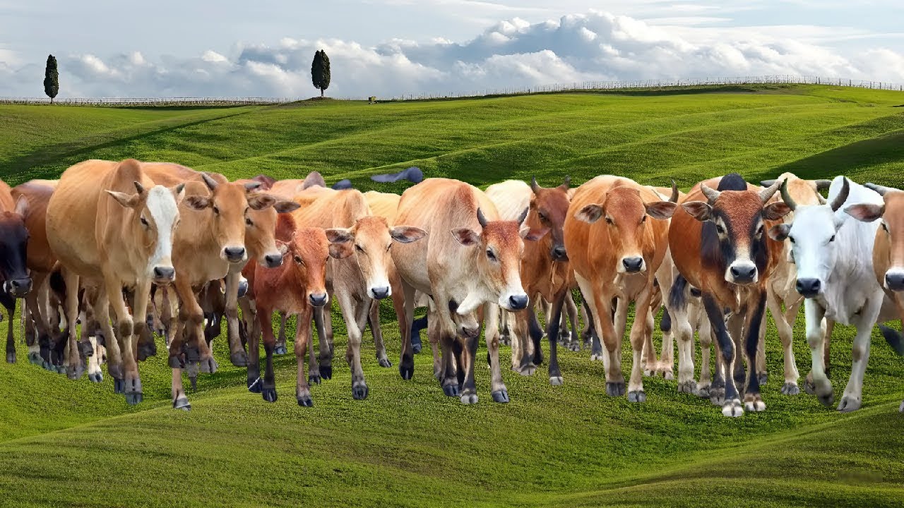 Video of Accompanying Hundreds of Tame Cows Towards the Farm Pen, The ...