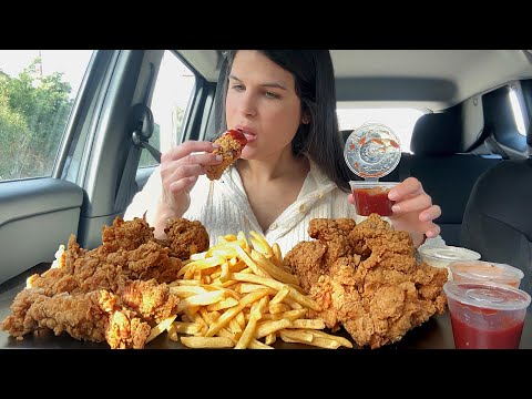 BONELESS FRIED CHICKEN CAR MUKBANG | ASMR | EATING SOUNDS