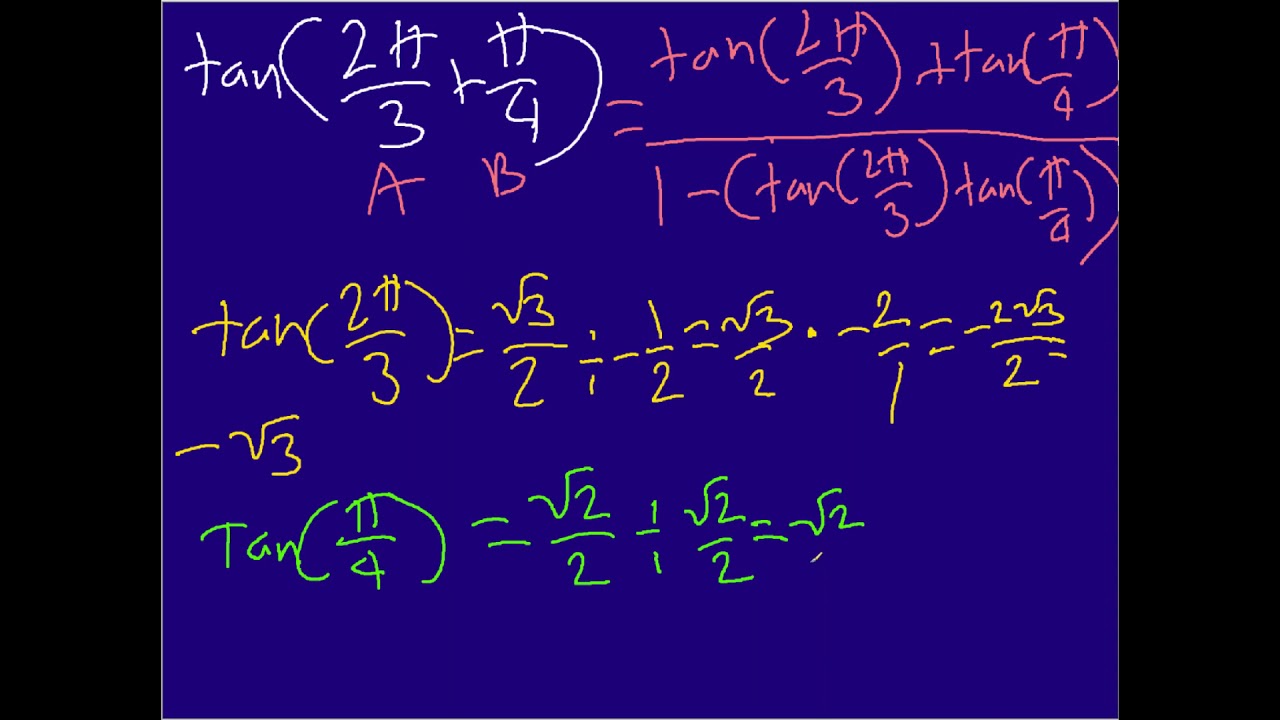 Sum And Difference Formula Tangent YouTube