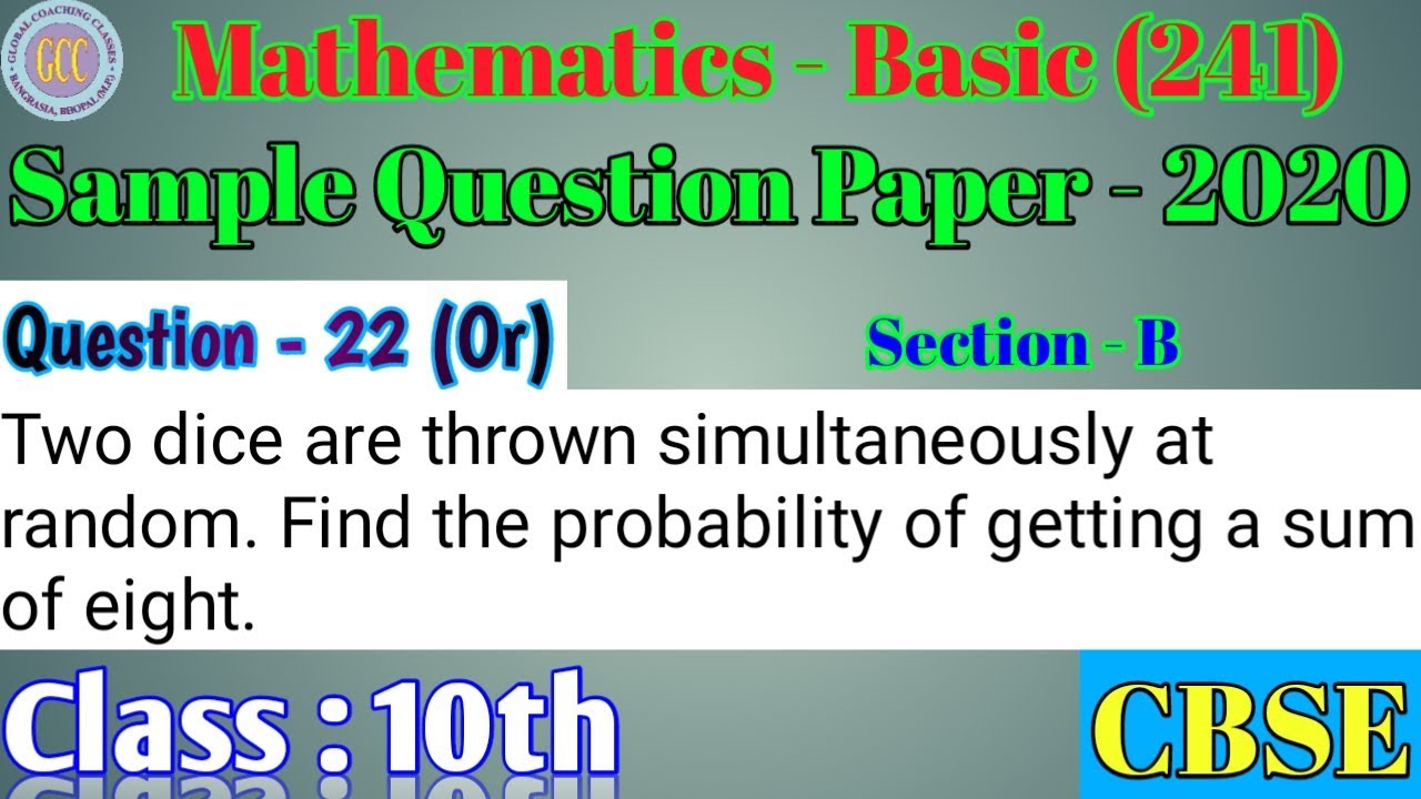 Two dice are thrown simultaneously at random. Find the probability of ...