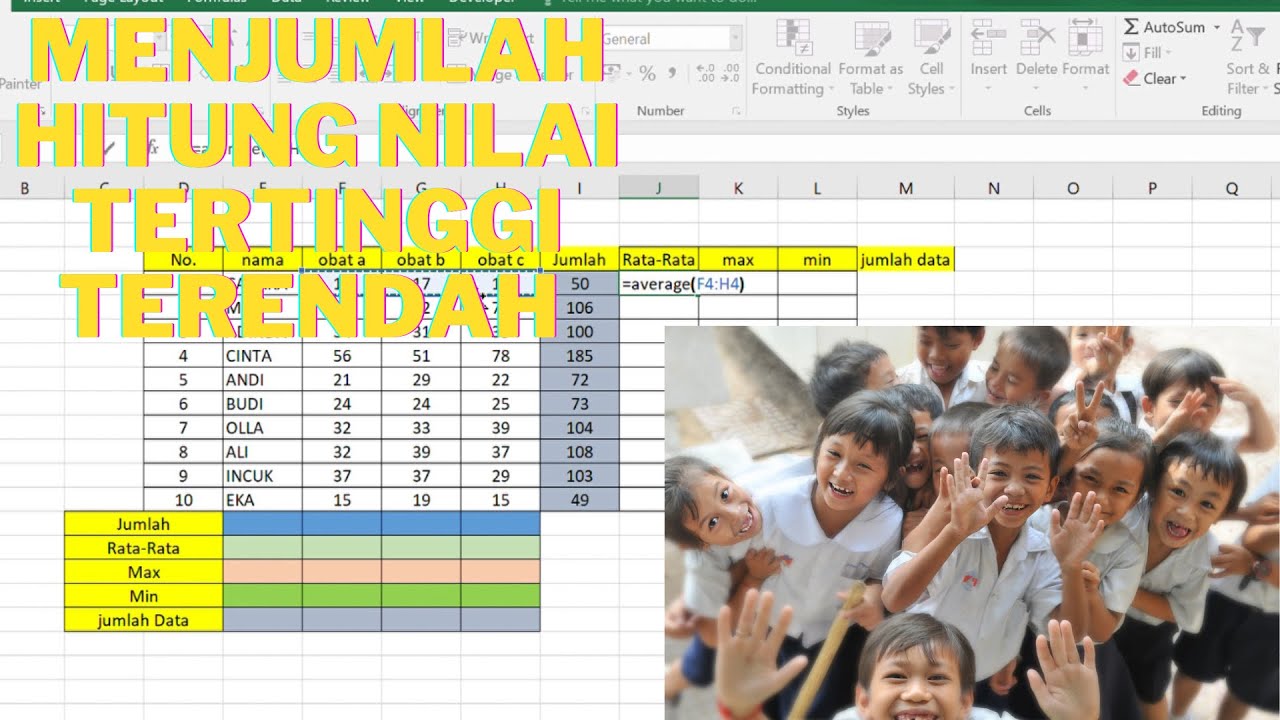 CARA MUDAH HITUNG JUMLAH, RATA-RATA, NILAI TERTINGI DAN TERENDAH EXCEL ...