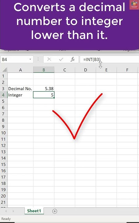 Decimal number to Integer in MS Excel #shorts - YouTube