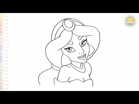 Jasmine drawing easy from Aladdin | Cartoon sketches | How to draw Jasmine step by step #artjanag